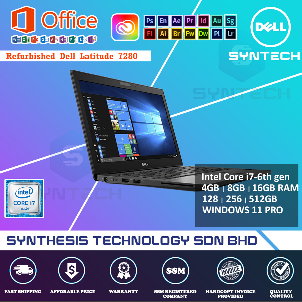 REFURBISHED DELL LATITUDE 7280 I7-6600 8+256GB TOUCH NOTEBOOK | Shopee ...