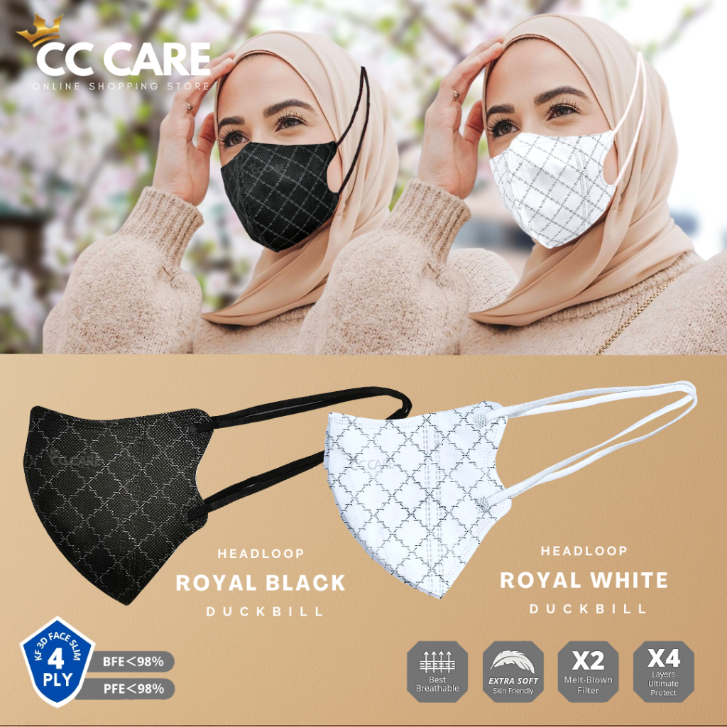 HIJAB FACE MASK 4PLY MIX MONOGRAM HEADLOOP EARLOOP KF94 3D DUCKBILL ...