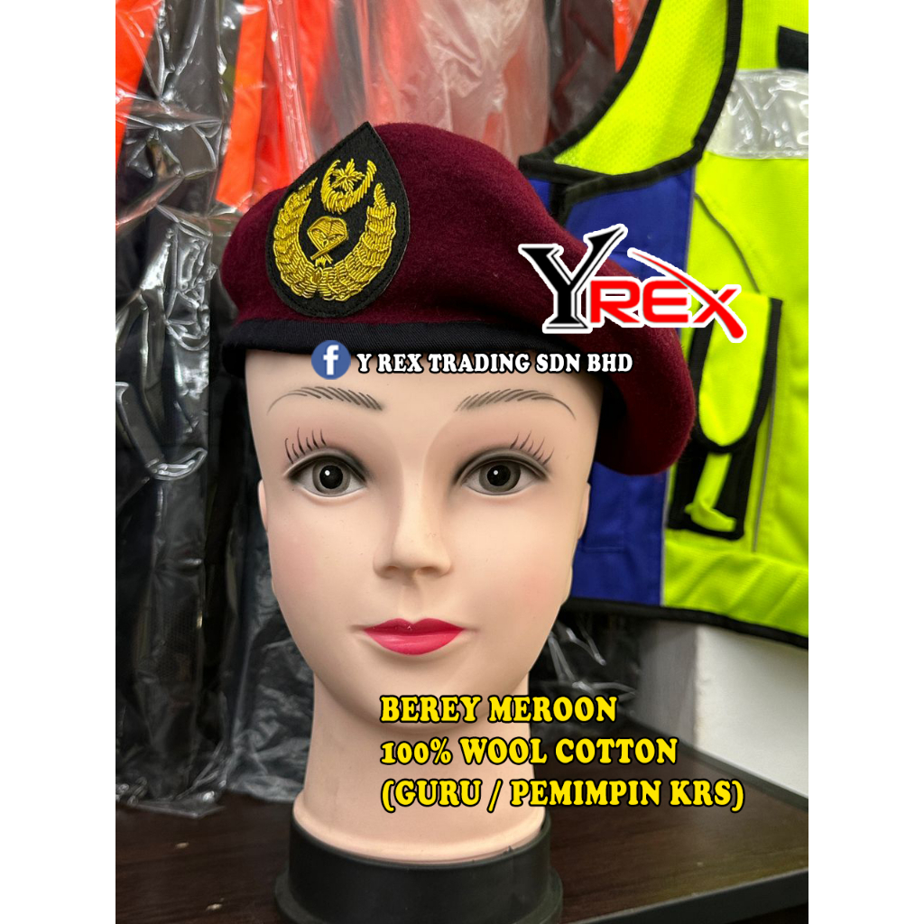 Beret Guru/Pemimpin Kadet Remaja Sekolah (KRS) Meroon 100% Cotton ...