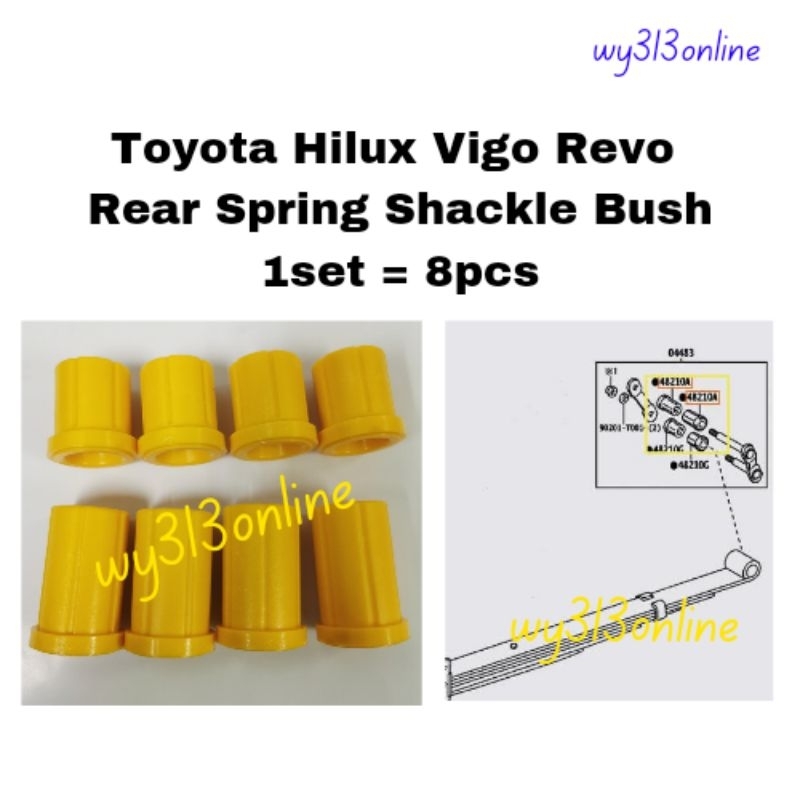 Silicone Toyota Hilux Vigo Revo Rear Leaf Spring Shackle Bush Set (1set ...