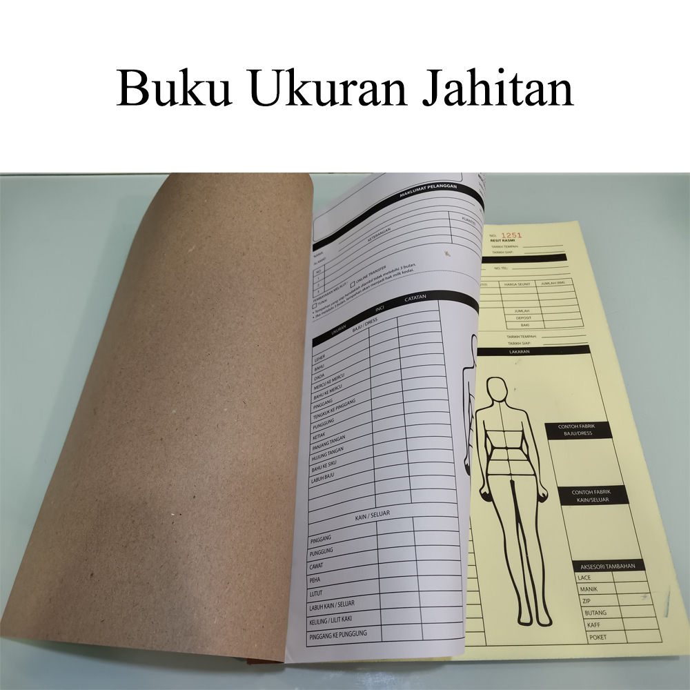 Buku Ukuran Badan Resit Tempahan Jahitan Baju Wanita Body