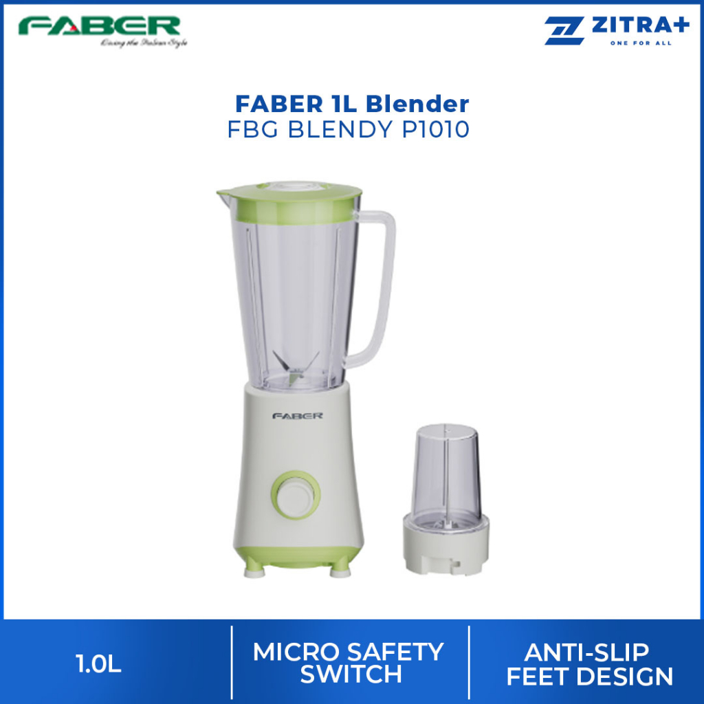 FABER 1L Blender FBG BLENDY P1010 | 1.0L Plastic Jar & 0.2L Grinder | Micro Safety Switch | Anti ...