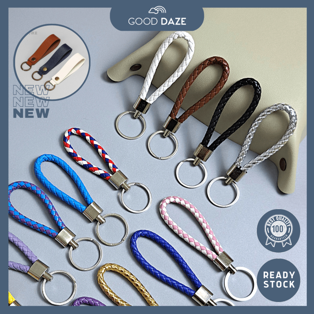 【GOOD DAZE】Braided Premium Keychain PU Leather Keychain Key Ring Door ...
