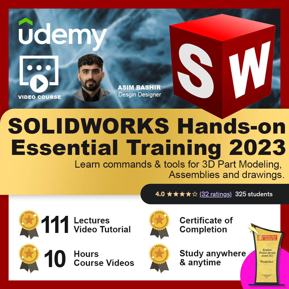 [Video Course] SOLIDWORKS Hands-on Essential Training 2023 ( 111 Lectures, 10 hours+ Video ...