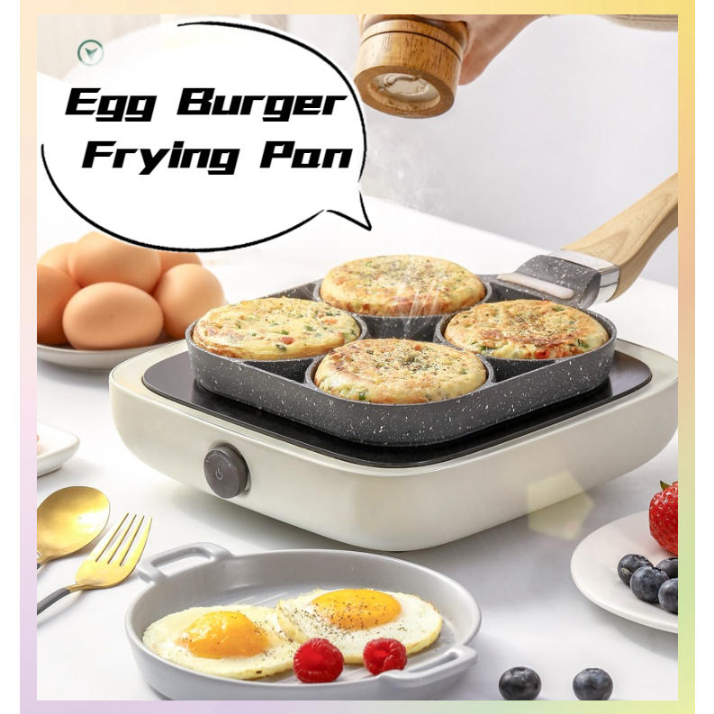 Fried Egg Burger Machine 4 Four Hole Breakfast 4 Holes Frying Pan Non ...
