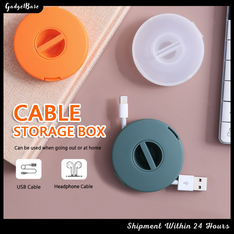 【Ready Stock】Round Earphone Cable Storage Box Tidy Winder Wire ...