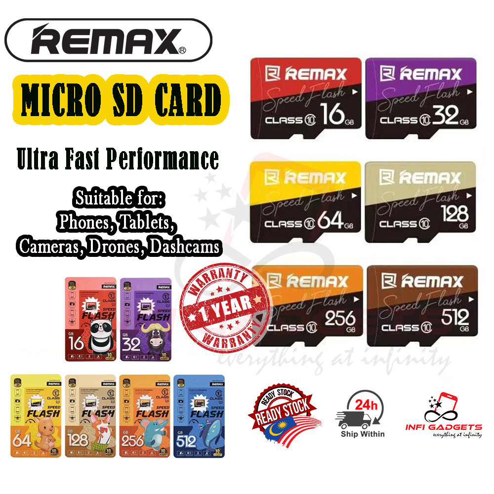 (1 YEAR WARRANTY) Original Remax Micro SD Memory Card Kad Memori 128gb ...