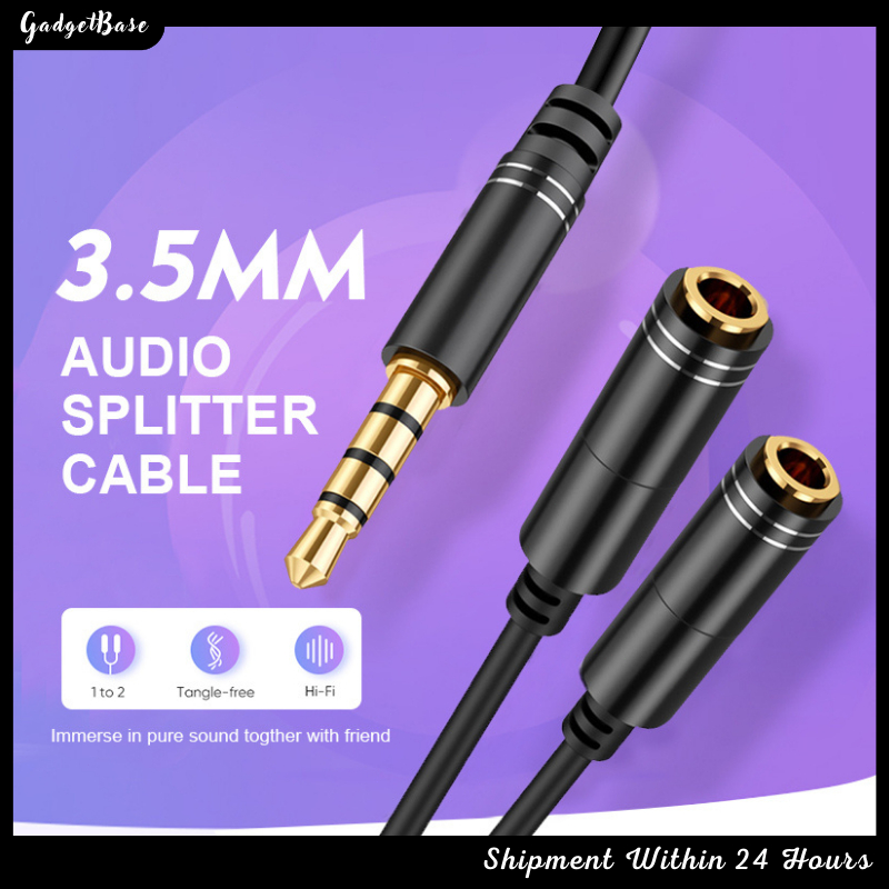 3.5mm Splitter 1 to 2 Stereo Audio Cable One Point Two Audio Cable Male ...