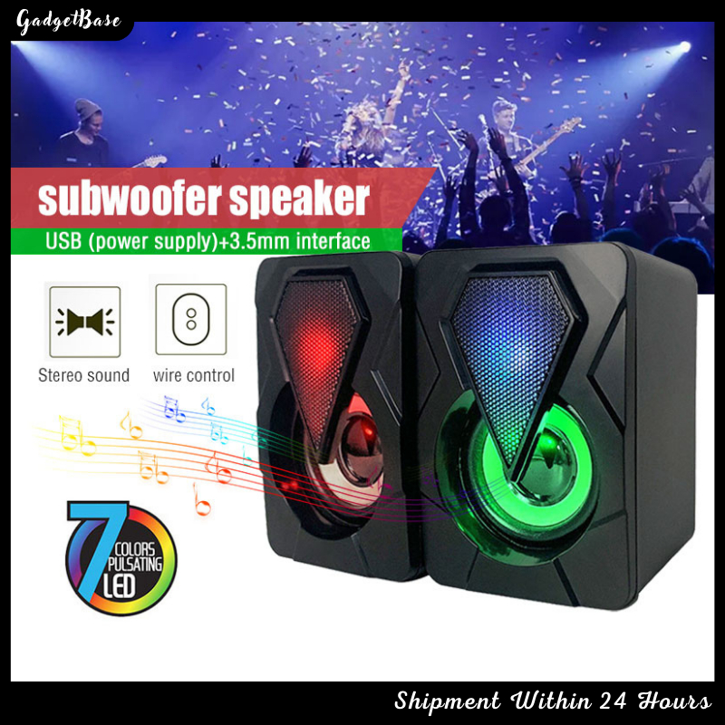 USB Wired Speaker *2 Bass Stereo Music Player Laptop PC Speaker Gaming ...