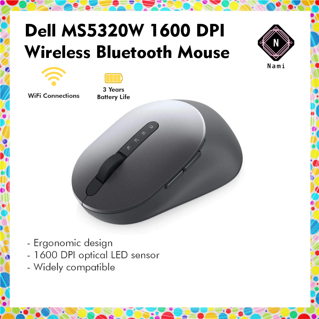 Dell MS5320W Multi Device Wireless Bluetooth Mouse with 1600 DPI ...