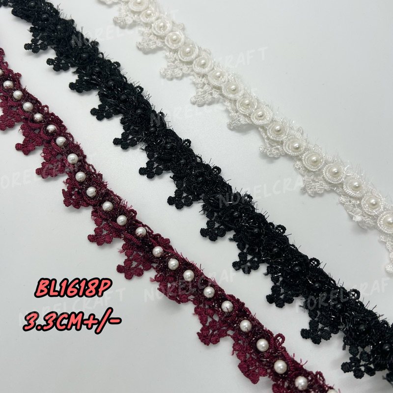 1METER[BL1618P]FLOWER BEADING LACE/FLOWER LACE/ BEADS LACE/RENDA BAJU ...