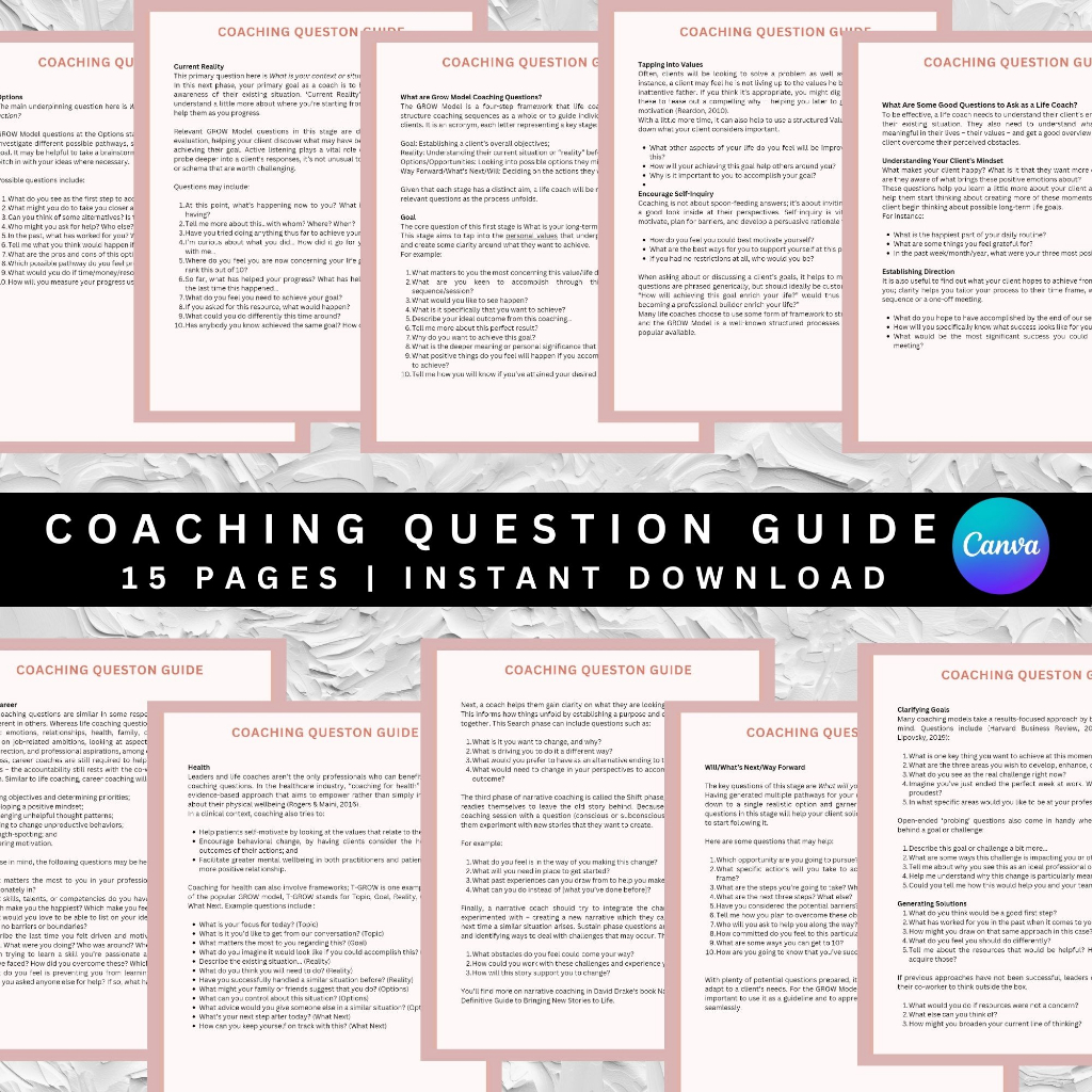 Coaching Question Guide | Coaching Session Planners |Coaching Toolkit ...