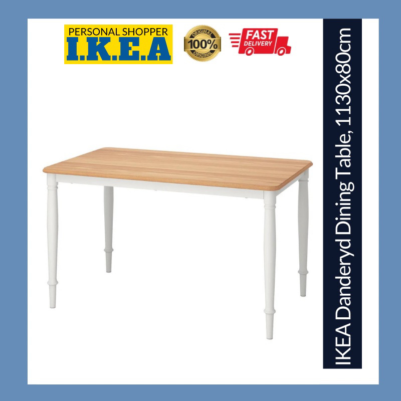 IKEA Danderyd Dining Table 130x80cm Oak Wood Wooden Steel Veneer White ...
