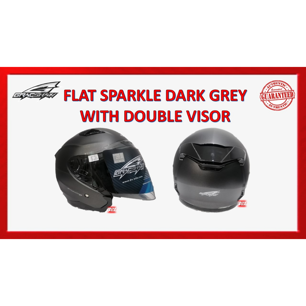 SIRIM+ DOUBLE VISOR} GRACSHAW GENNEX G535 PLAIN BLACK ARMY GREEN RED ...