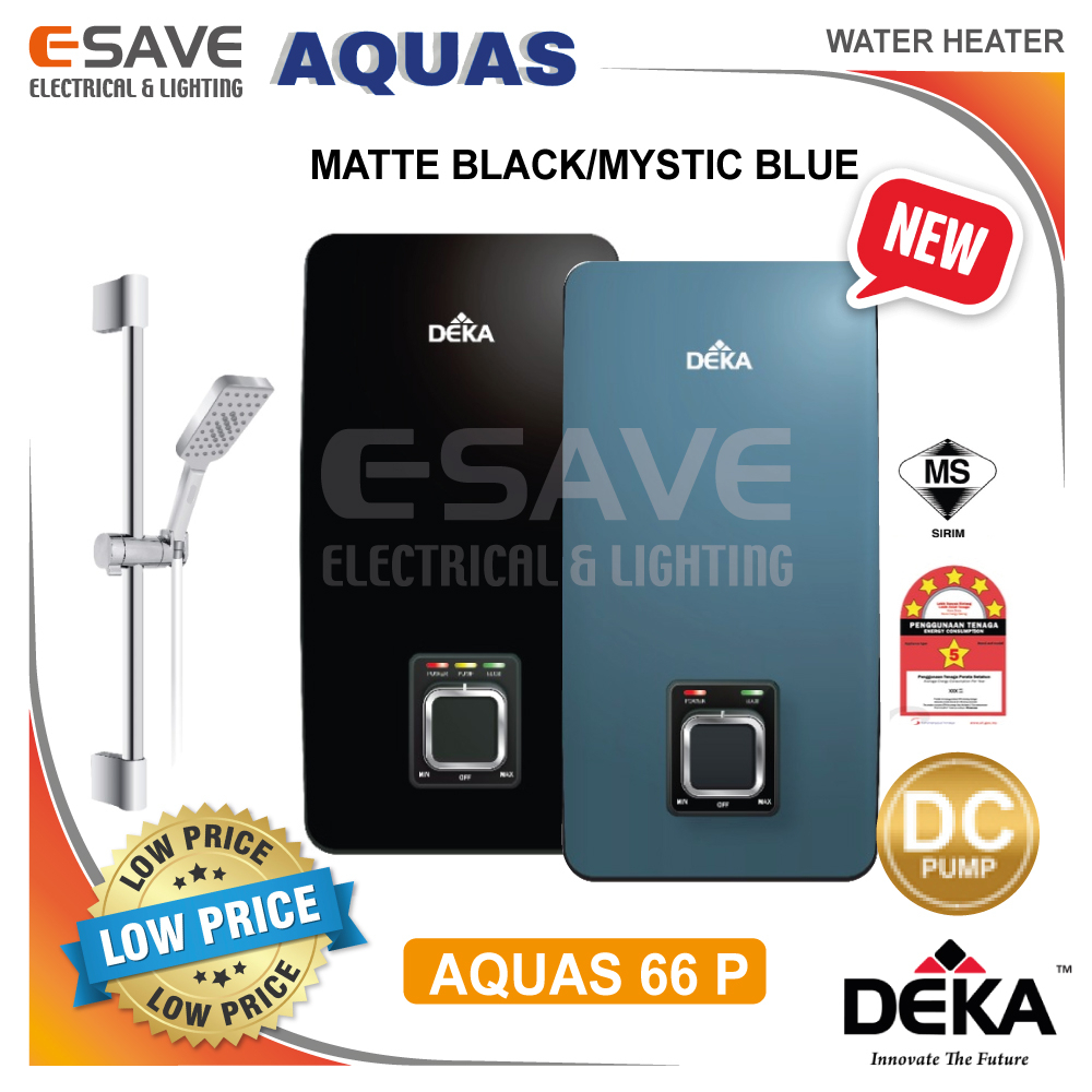 DEKA AQUAS 33, 66P, 66RS, 88TRS WATER HEATER WITH DC PUMP OR WITHOUT PUMP SINGLE SHOWER, RAIN ...