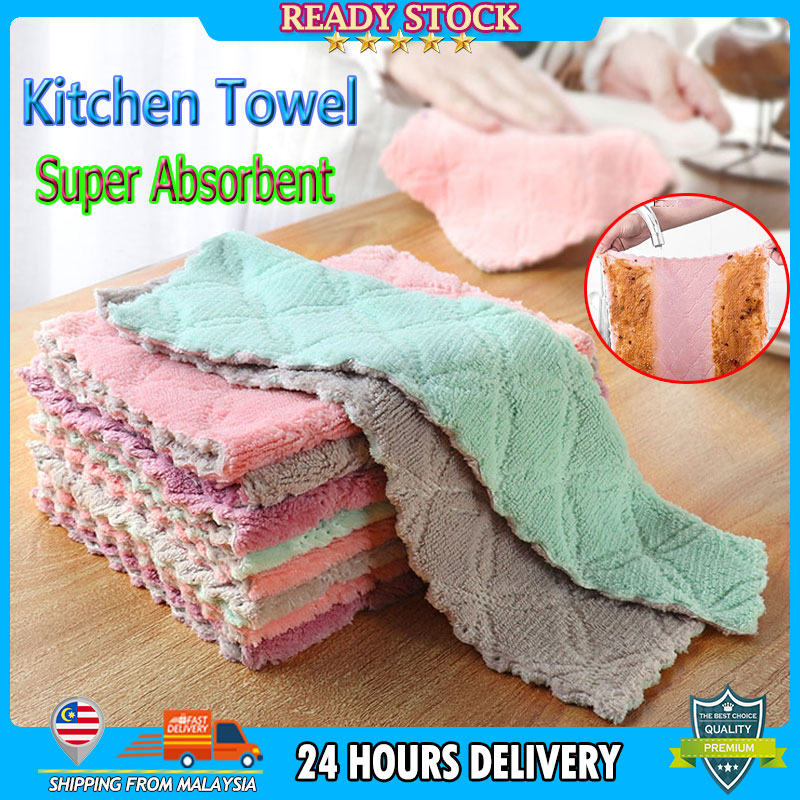 🖐👌Kitchen Towel Microfiber Kain Lap Super Absorbent Kitchen Rag ...