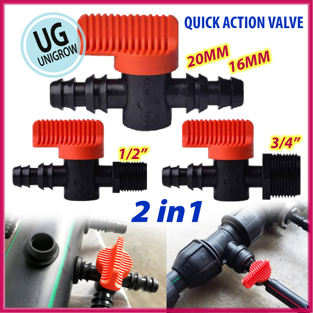 (16mm & 20mm) 1/2" 3/4" Threaded Stopcock Quick Action Valve For LDPE ...