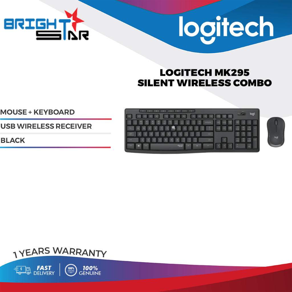 LOGITECH MK295 SILENT WIRELESS KEYBOARD+MOUSE COMBO / USB RECEIVER ...