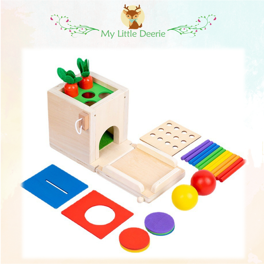 4 in 1 Montessori Wooden Fine Motor Box Cube Children Kids Occupational ...