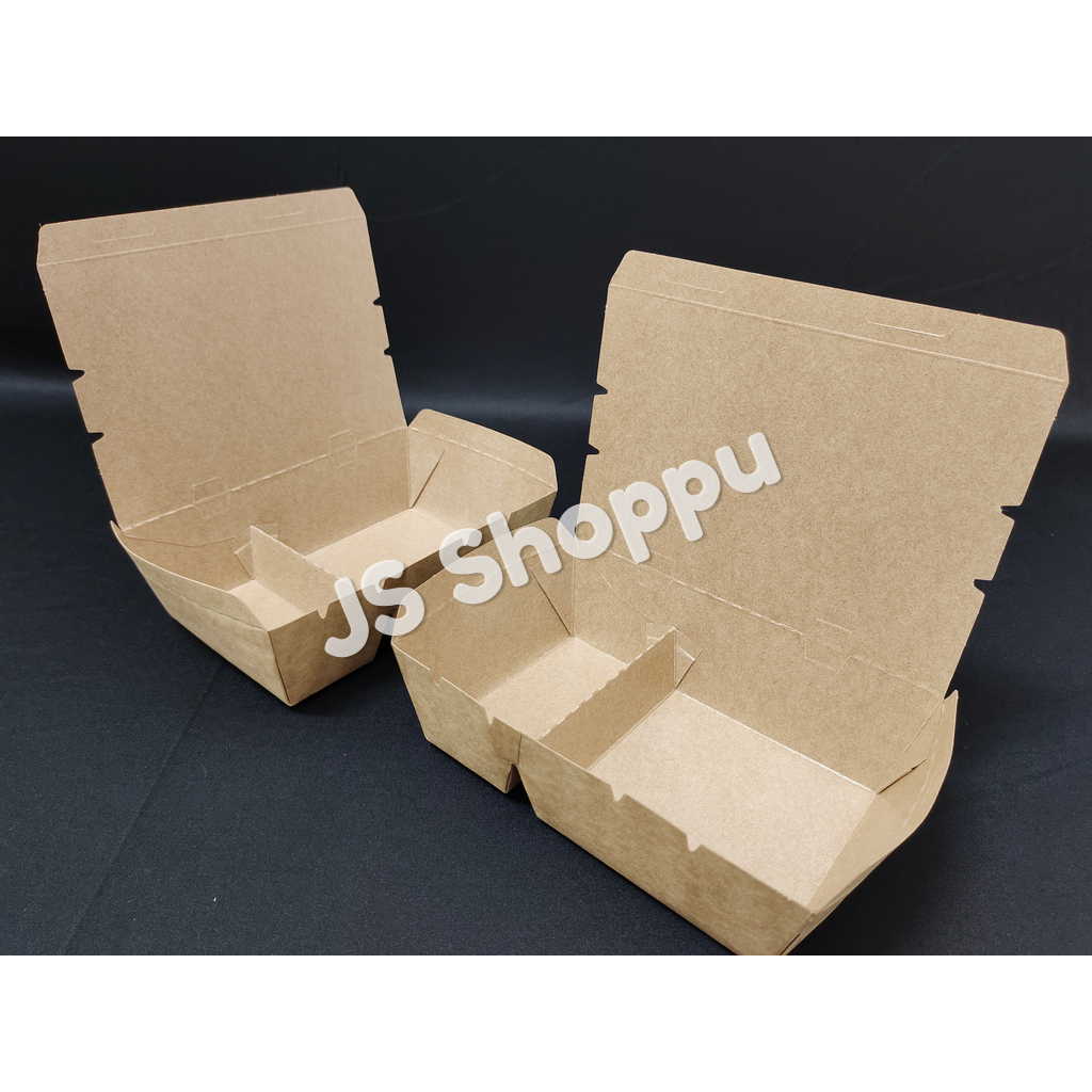Paper Lunch Box with 2 Compartment (50pcs±) / Bekas Makanan / Kertas ...