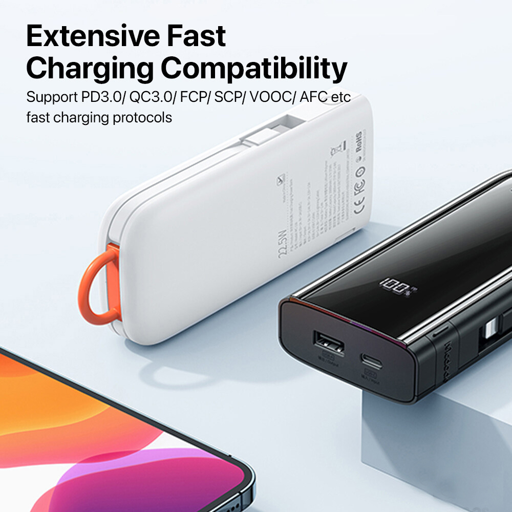 Mcdodo 20W & 22.5W 10000mAh Powerbank Build in Cable Type C and iP Power bank Fast Charge ...