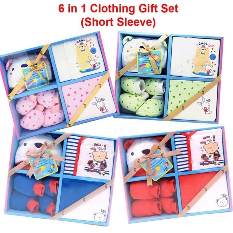 Newborn Baby Clothing Box Gift Set Boy Girl Long Sleeve Pant 6 in 1 ...
