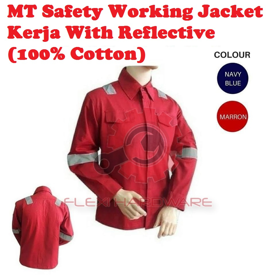 MT Safety Working Jacket Kerja With Reflective (100% Cotton) | Shopee ...