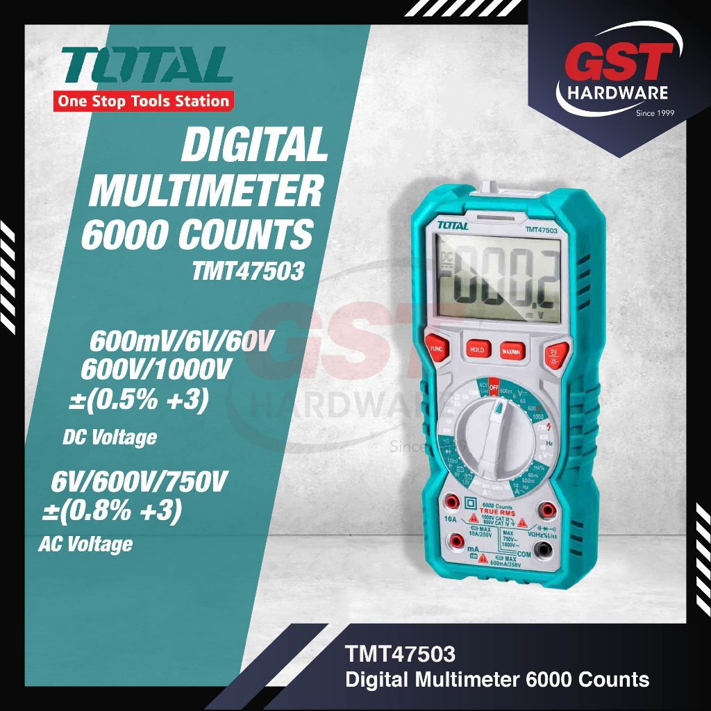 Total Digital Multimeter TMT47503 Voltage Tester 6000 Counts Digital ...