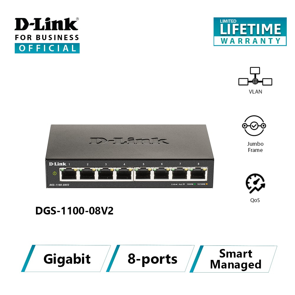 D-Link 8 Port Gigabit Smart Manage Switch IGMP Snooping/Voice VLAN ...