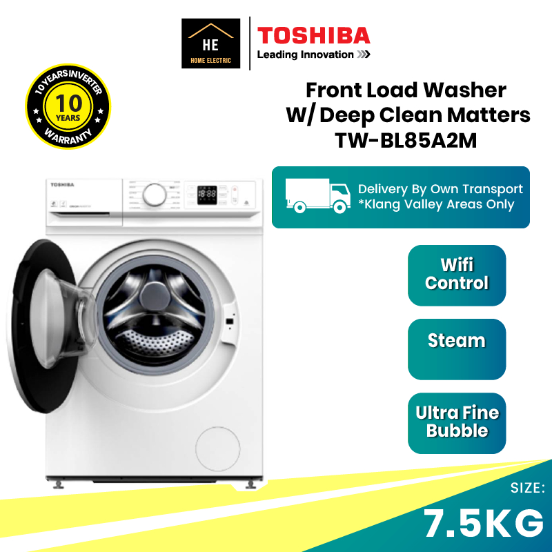 TOSHIBA 10.5KG Smart Control WIFI Front Load Washer Inverter Washing Machine TW-BL115A2M Mesin ...