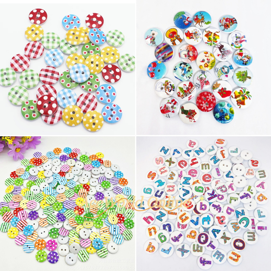 Wood Buttons | Butang Kayu | 10 Pcs | DIY Arts & Craft | Seni & Kraf ...