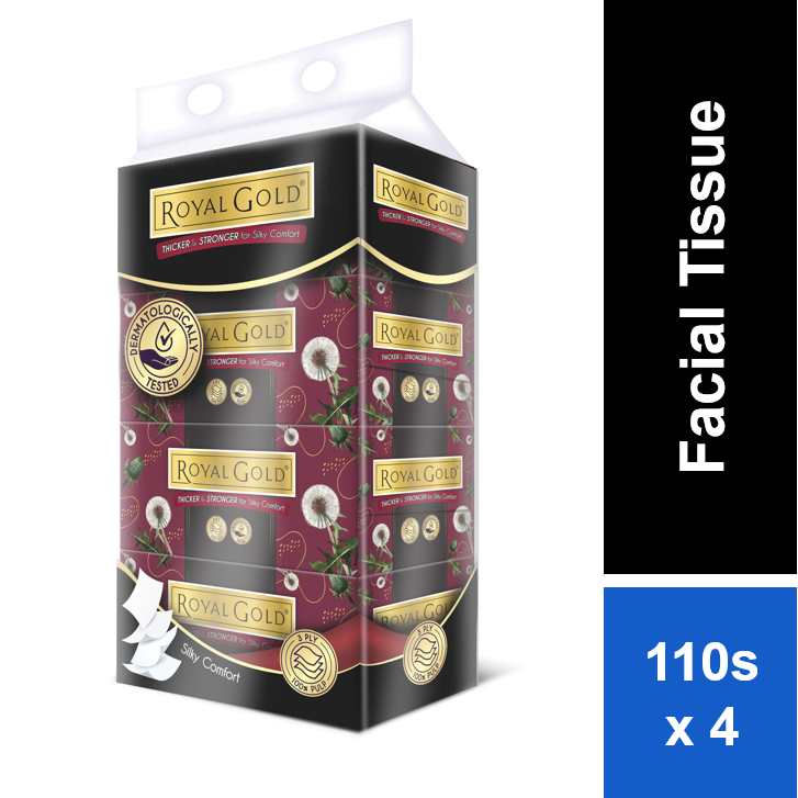 Royal Gold 3Ply Luxurious Facial Tissue White 110s x 4 | Shopee Malaysia