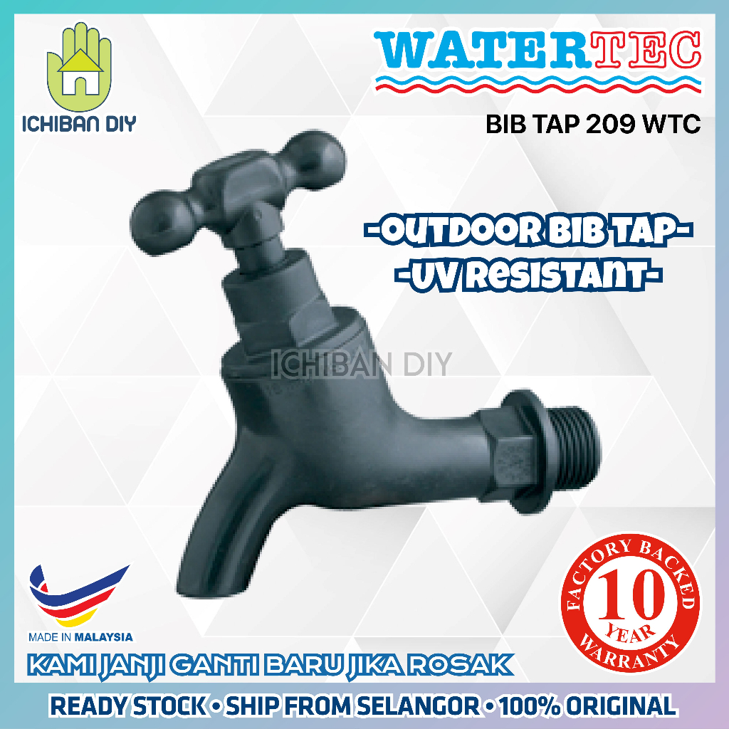 WATERTEC Bib Tap 209 T Outdoor UV Resistant Black Faucet Weatherproof ...