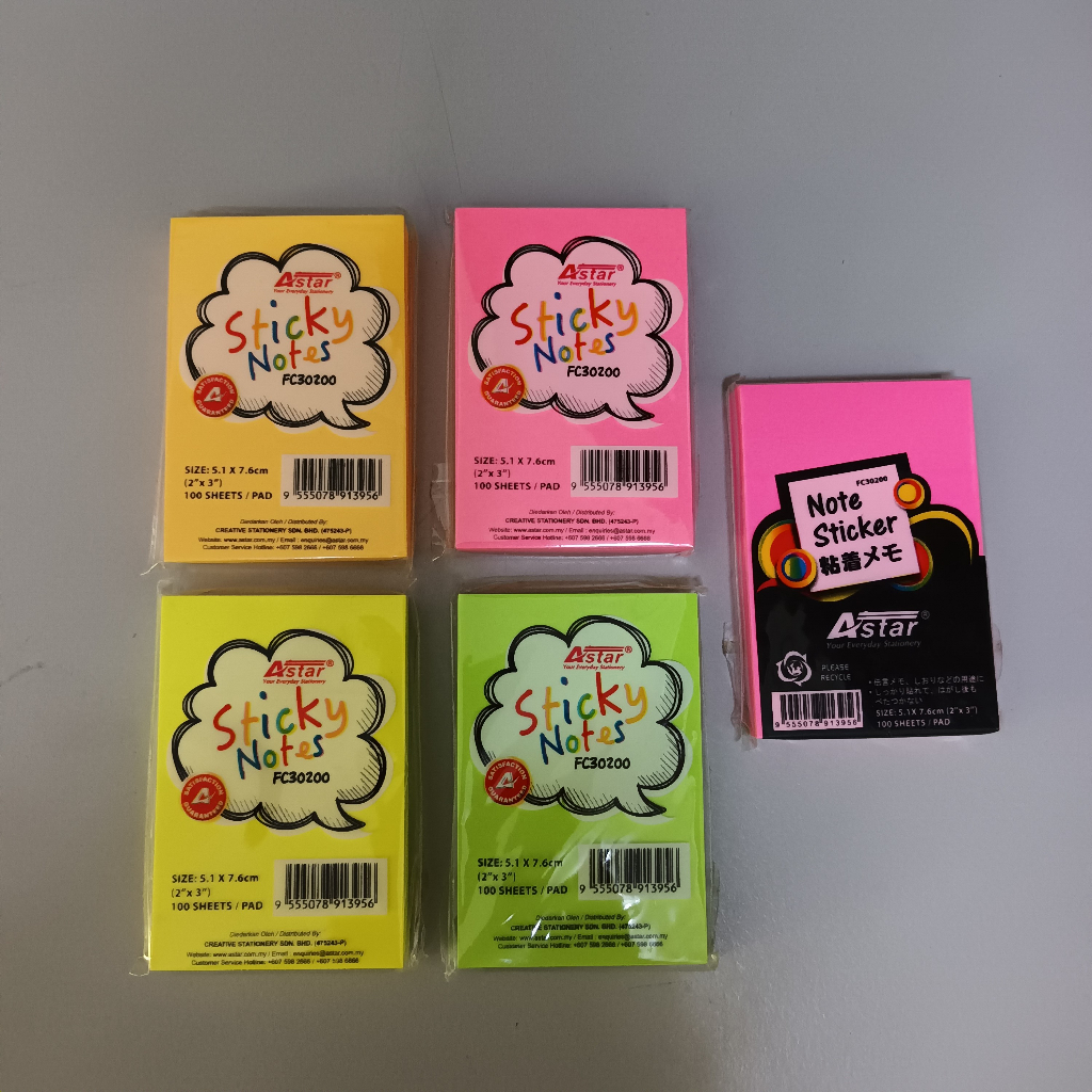 Astar Colourful Sticky Notes (2"x 3")100 sheets | Shopee Malaysia
