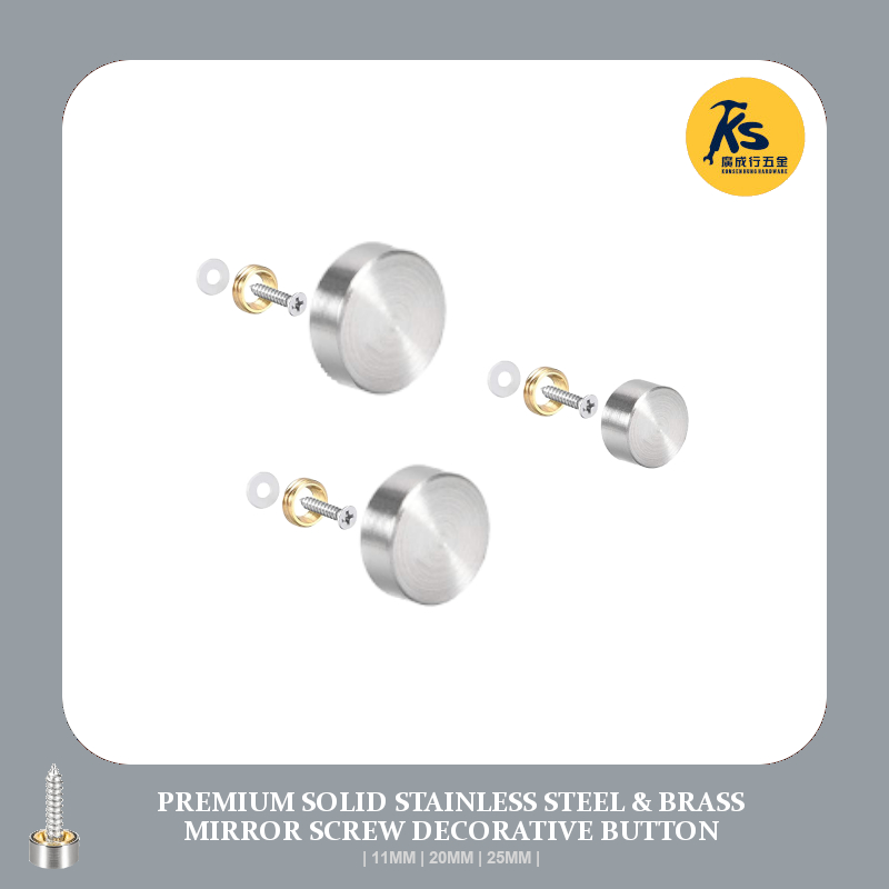 Premium Solid Stainless Steel & Brass Mirror Screw Decorative Button ...