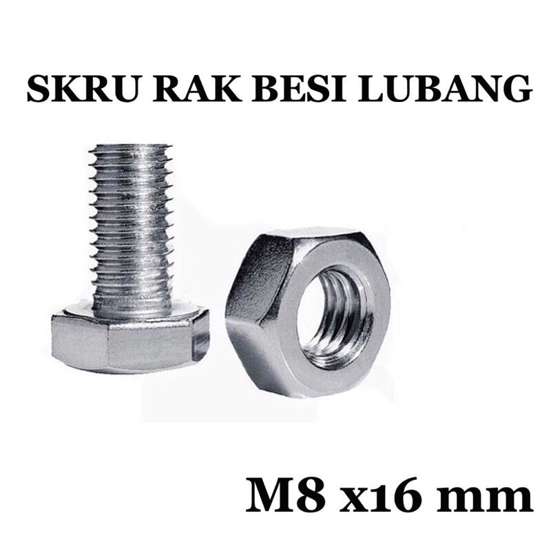 Skru Rak Besi lubang (M8x16mm) / Skru Bolt and Nut for Angle Slotted ...
