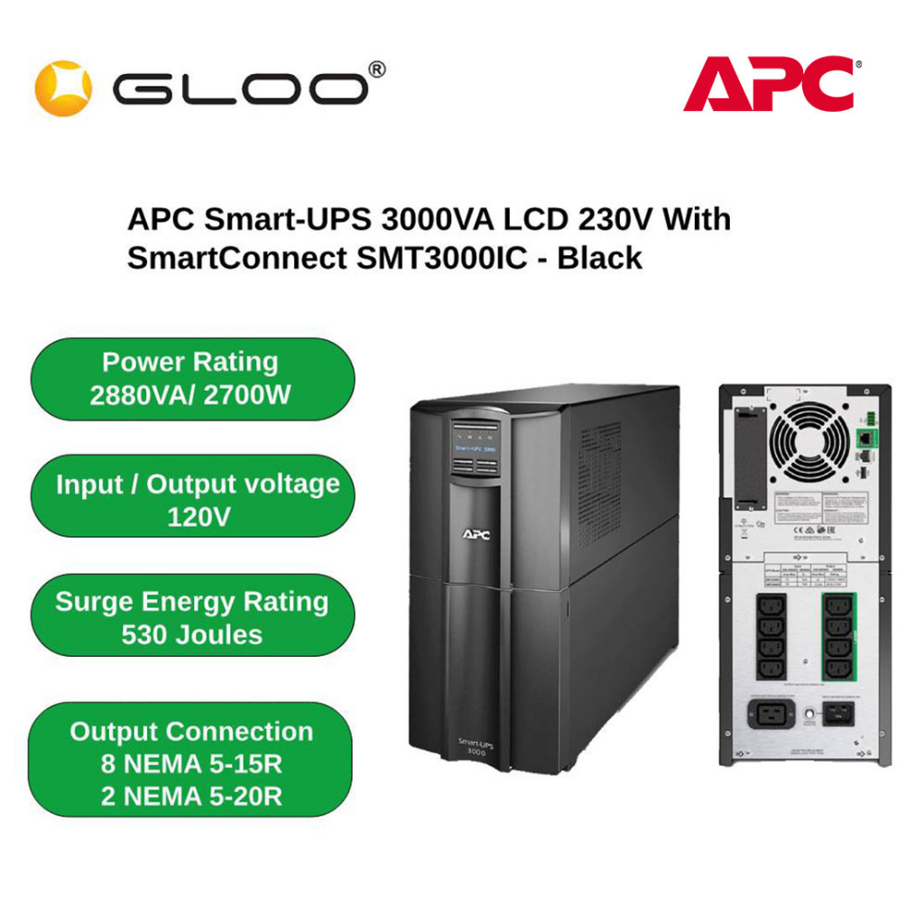 APC Smart-UPS 3000VA LCD 230V With SmartConnect SMT3000IC - Black | Shopee Malaysia