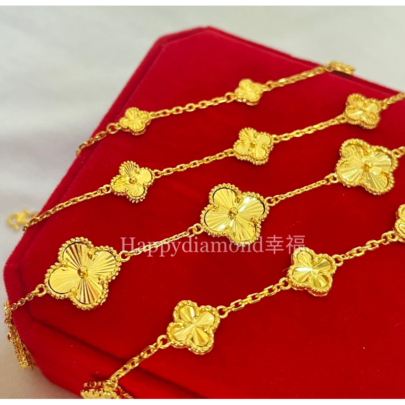 916 gold Clover Bracelet/ Emas rantai tangan bunga/ 黄金四叶草手链 | Shopee ...