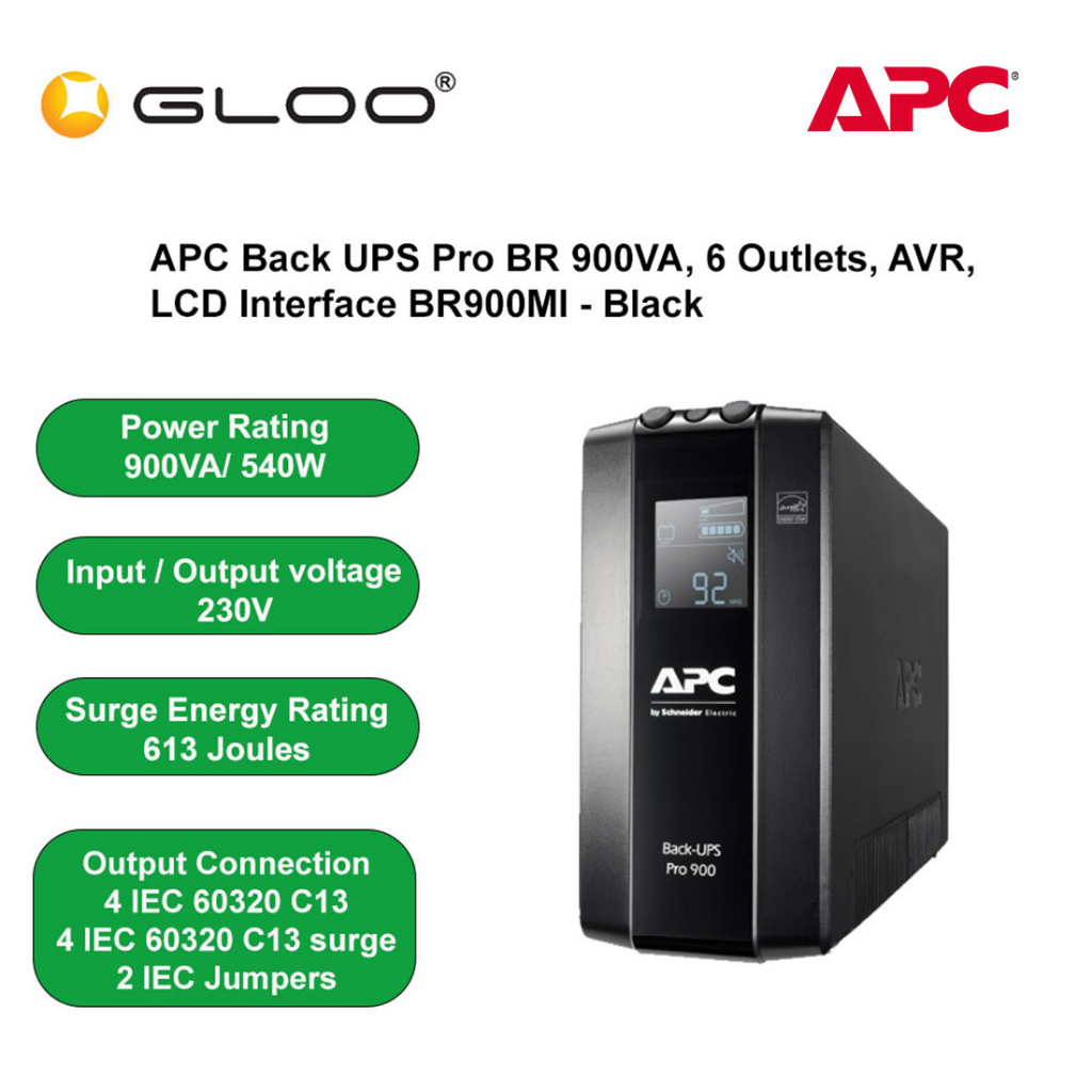 [Pre-Order*] APC Back UPS Pro BR 900VA, 6 Outlets, AVR, LCD Interface ...