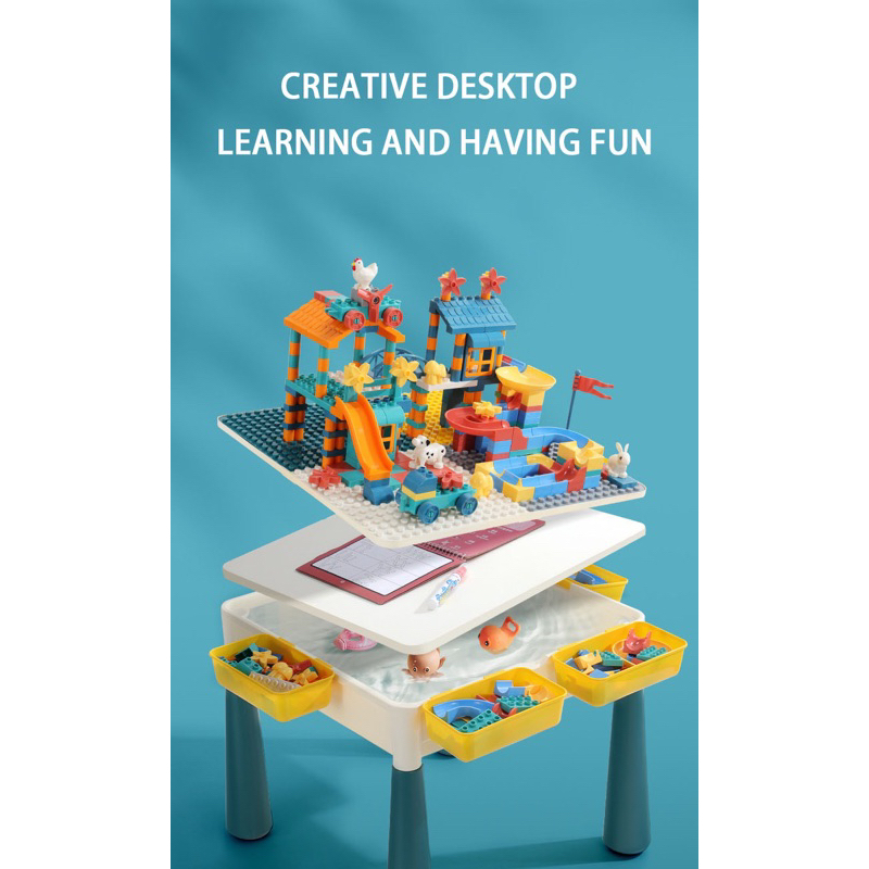 BIG SIZE Children Building Blocks Table Learning Playing Drawing Sensory Duplo Kids Brick Toys ...