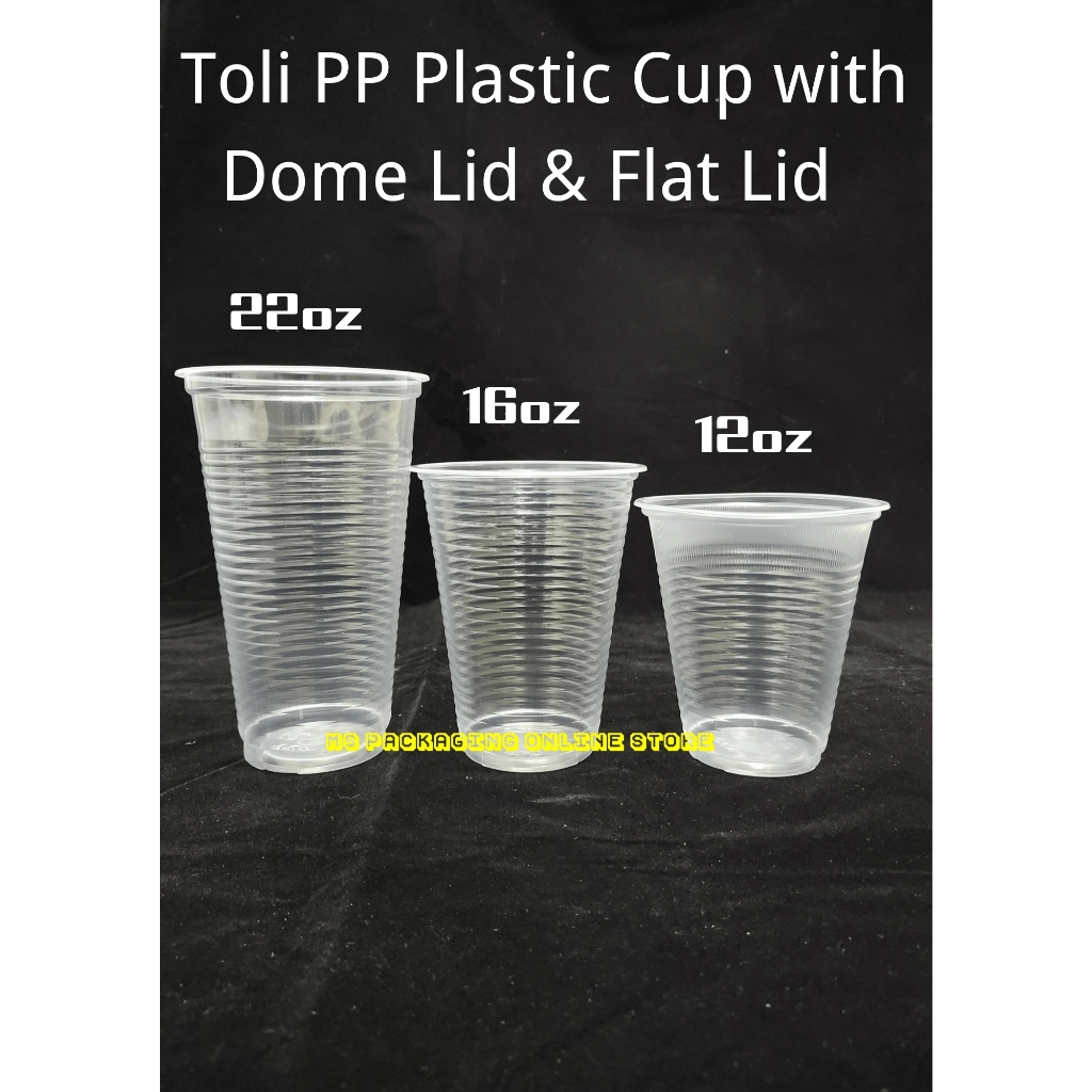 TOLI TPI-G12 / TPI-G16 PP Plastic Cup (12oz/16oz) with Dome Lid & Flat ...
