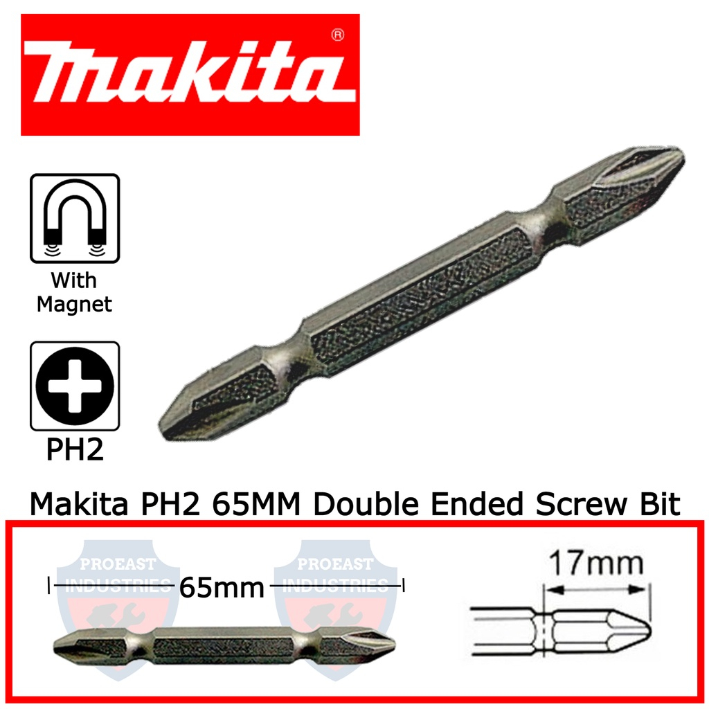 MAKITA PH2 65mm +/+ Double Ended Phillips Magnetic Screwdriver Bit Power Bit D-33679 | Shopee ...