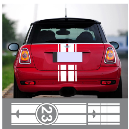 Car Hood Engine Trunk Rear 23 Number Decals Stickers For Mini Cooper ...