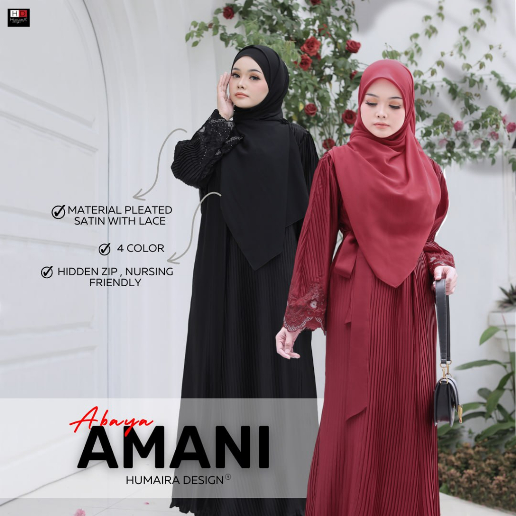 Abaya Pleated Amani by Humaira Design | Shopee Malaysia