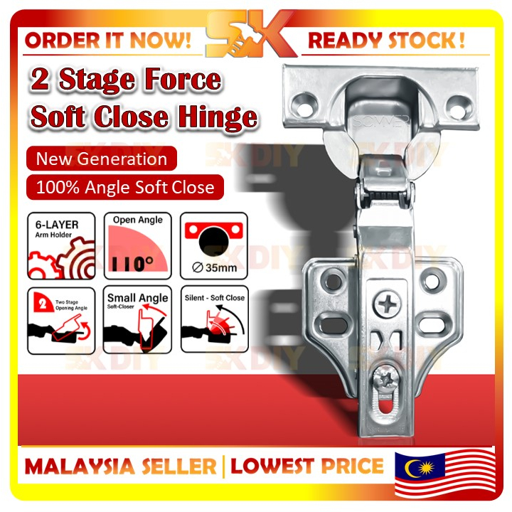🇲🇾SKDIY - 2 Stage Force Hydraulic Soft Close Hinge 5/8" Hinge Kitchen ...