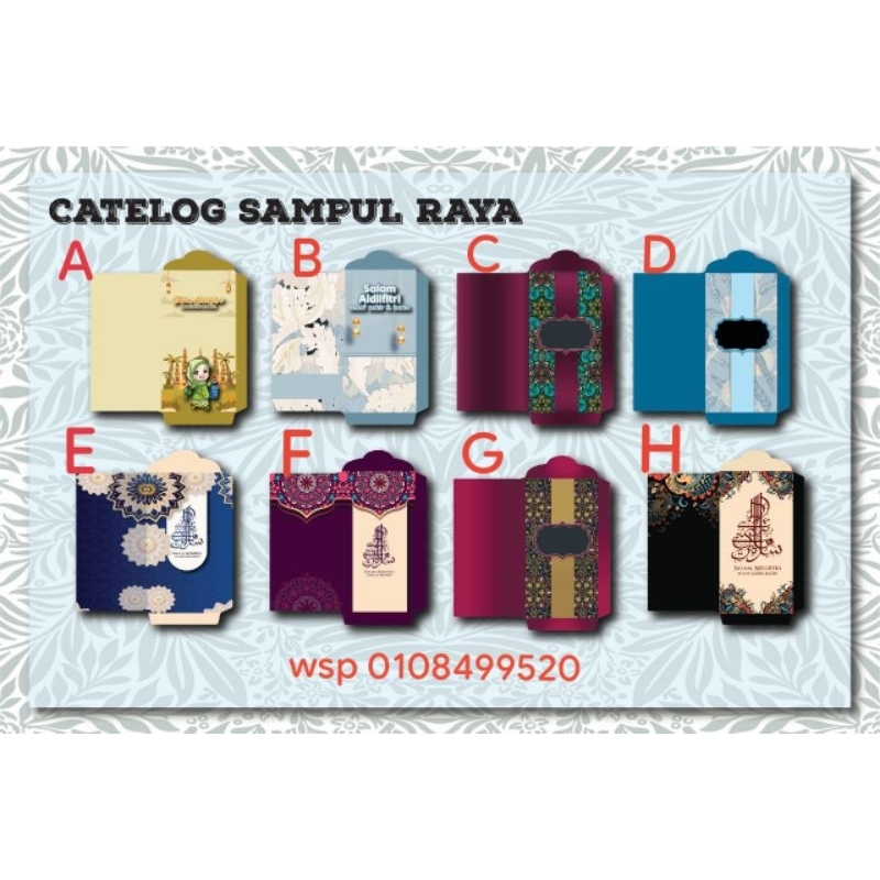 SAMPUL RAYA CUSTOM MIN 50PCS , BOLEH PILIH DESIGN A - H | Shopee Malaysia