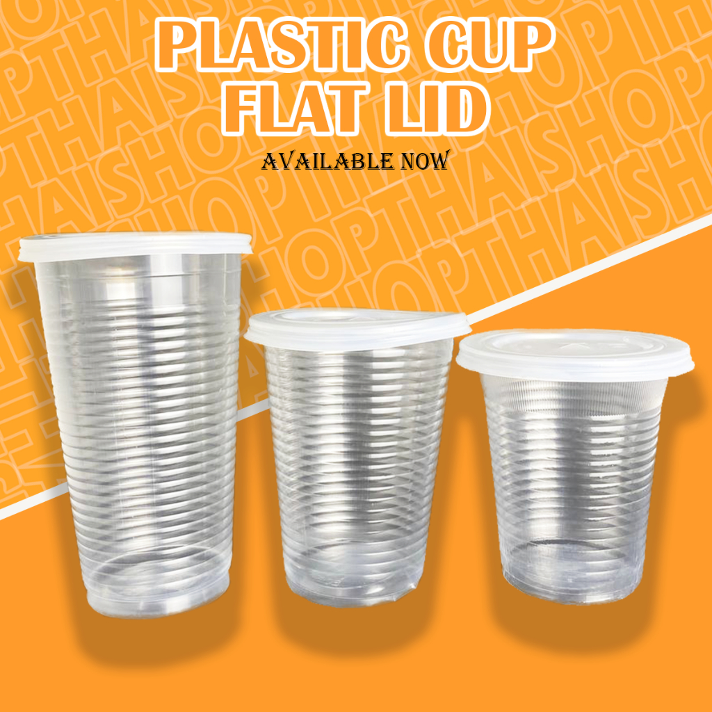 EC 12oz 16oz 22oz PP Cup with "Flat Lid" 100sets A12C / A16C - 360ml / 500ml Disposable Plastic ...