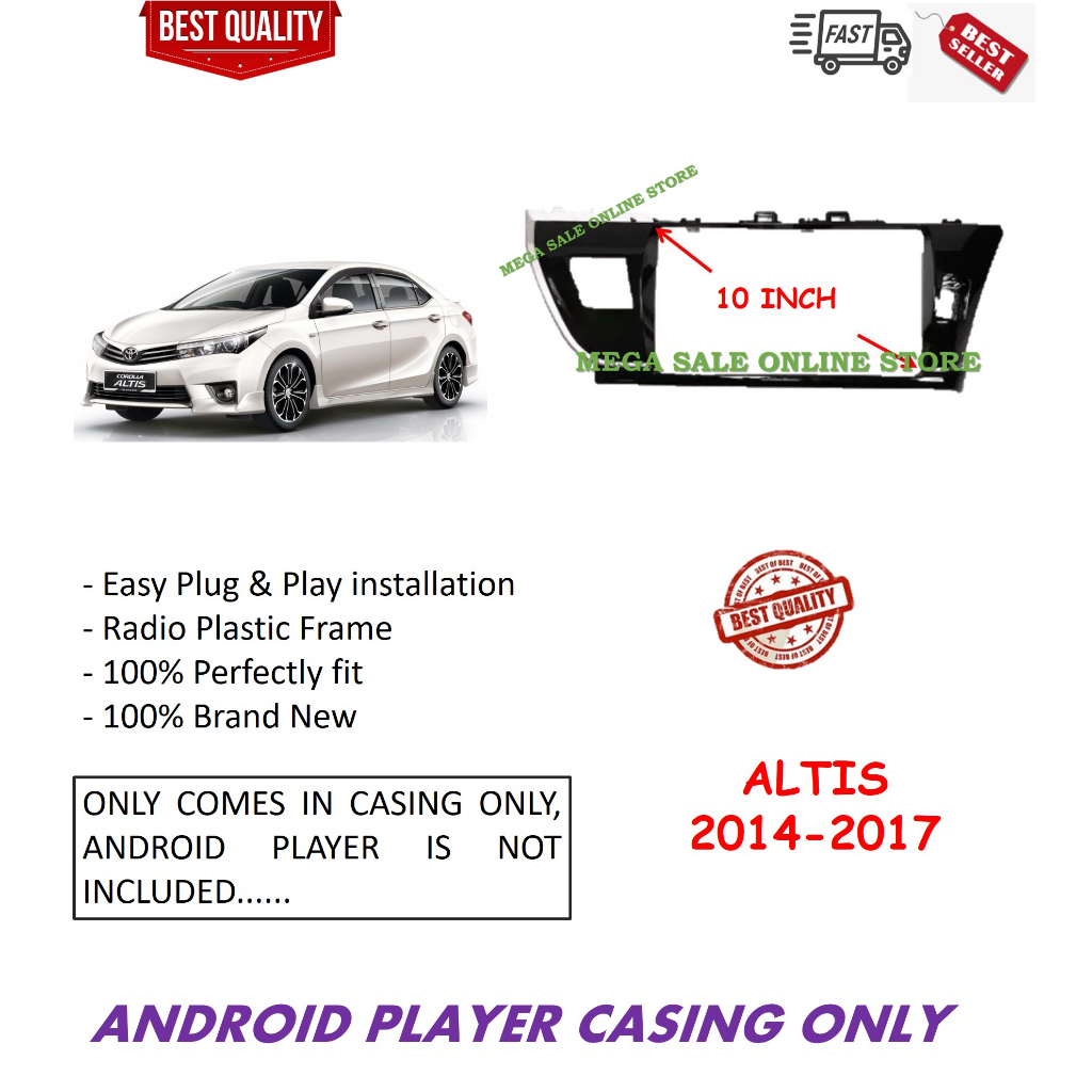 Toyota ALTIS 2014 - 2017 10 INCH ANDROID PLAYER CASING | Shopee Malaysia
