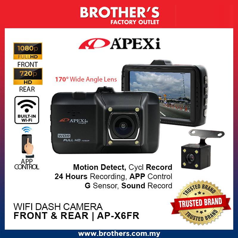Apexi AP-X6FR Android Car HD Recorder Dashcam Front & Rear Car Camera ...