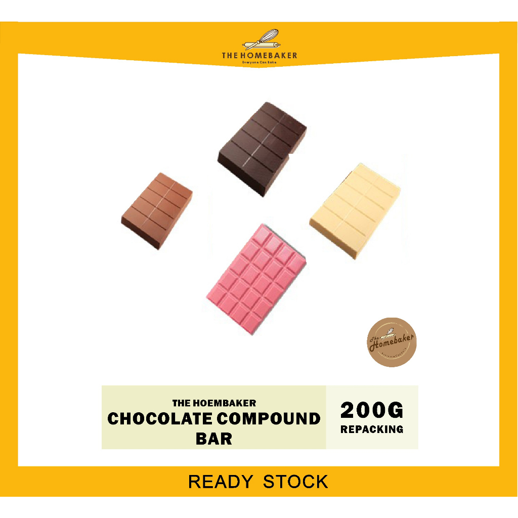 White / Milk / Strawberry Chocolate Compound Bar 200g Repacking ...